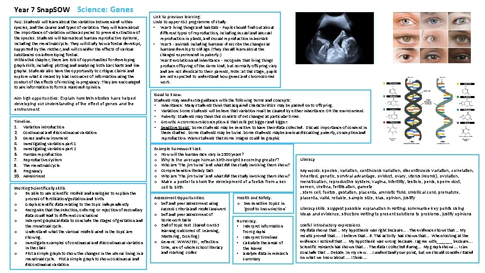 Snap SOW Science YEAR 7 q How to