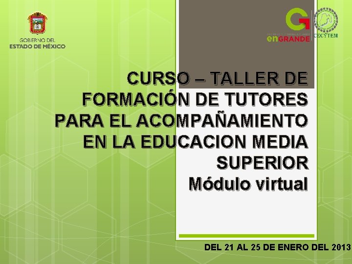 CURSO TALLER DE FORMACIN DE TUTORES PARA EL