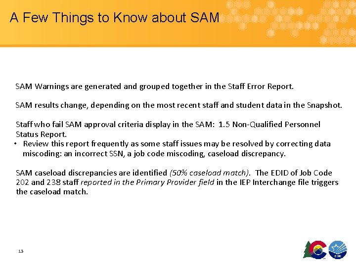 Staff Approval Matrix SAM December Count School Year