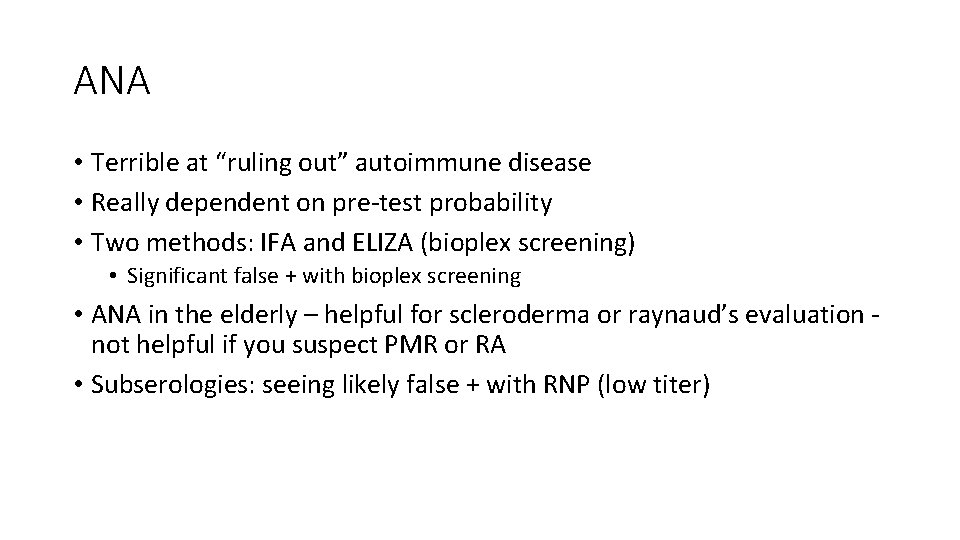 In the Grey Rheumatology labs and consultation guidelines