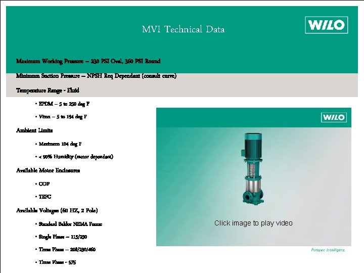 WILO MVI Vertical MultiStage Pumps for Commercial Municipal