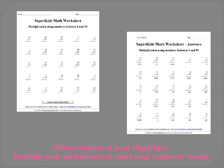 Free Math Worksheets in a SNAP Differentiate instruction