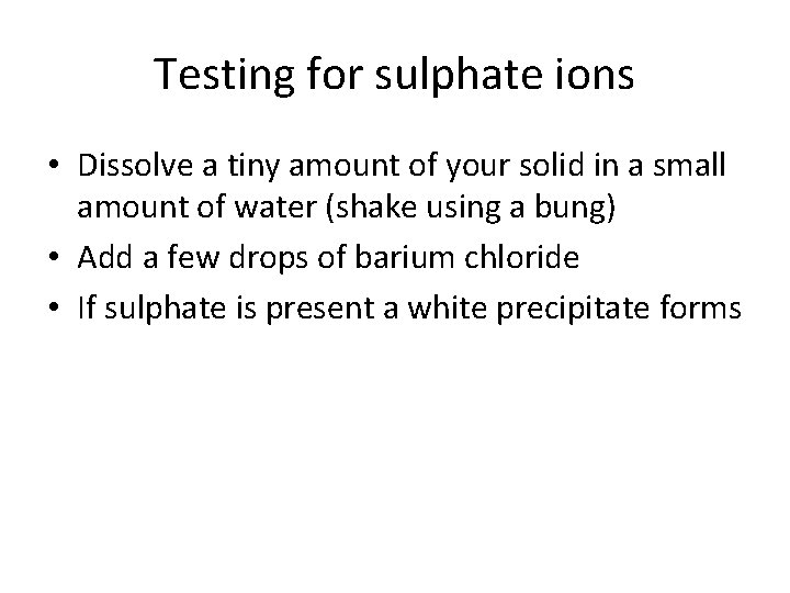 Chemical Analysis Lesson Aims To be able to