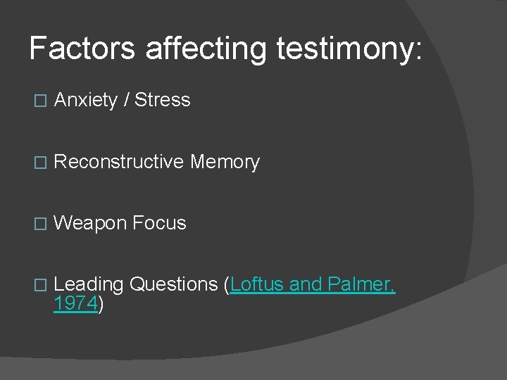 Memory EYEWITNESS TESTIMONY Watch this clip and answer
