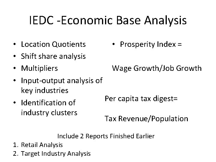 Community Analysis for Strategic Planning Chad R Miller