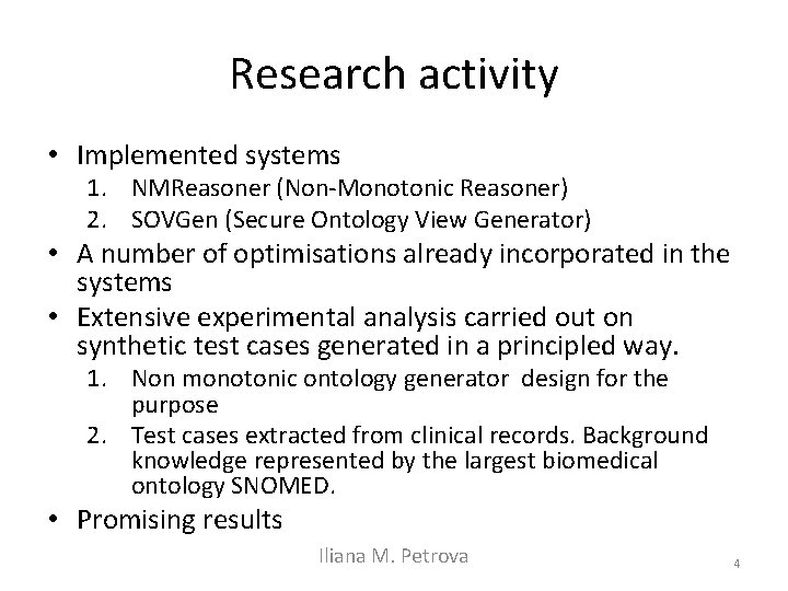 Iliana M Petrova Tutor Prof Piero A Bonatti