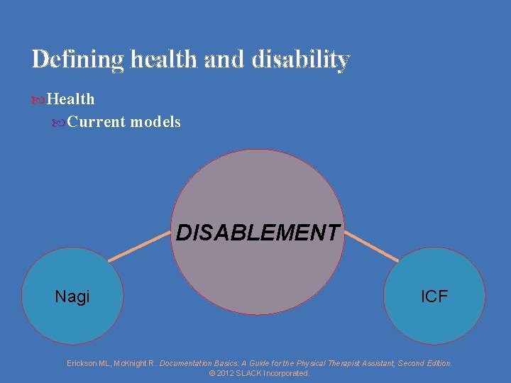 Chapter One Physical Therapy and Disablement Mia L