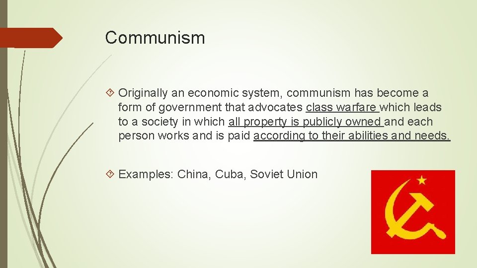 Types of Government Objective Students will demonstrate an