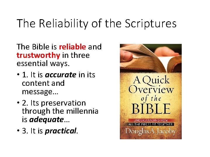 The Reliability of the Scriptures Campus Commonwealth Academy