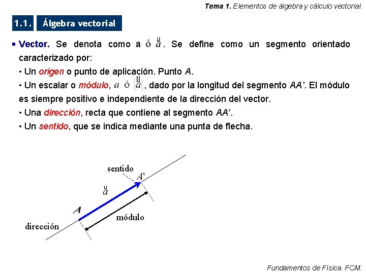 Tema 1 ELEMENTOS DE LGEBRA Y CLCULO VECTORIAL