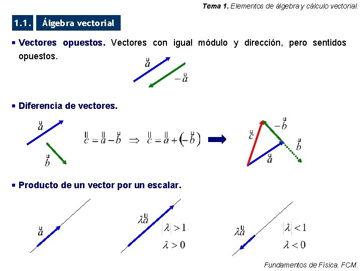Tema 1 ELEMENTOS DE LGEBRA Y CLCULO VECTORIAL