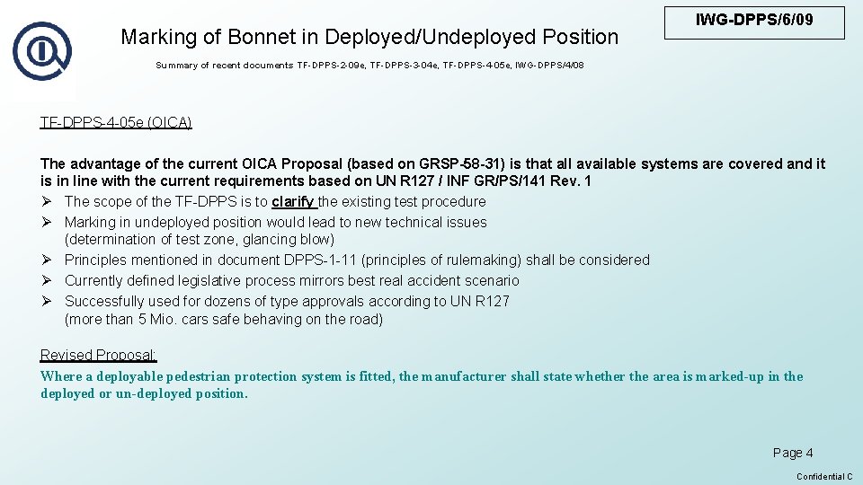 IWGDPPS609 IWGDPPS Marking of Bonnet in DeployedUndeployed Position