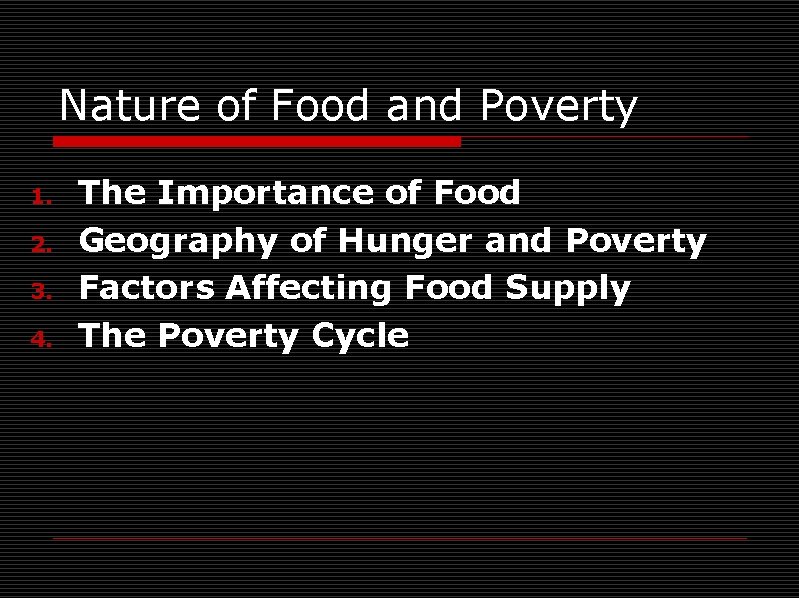 Nature of Food and Poverty Adapted from Canadian