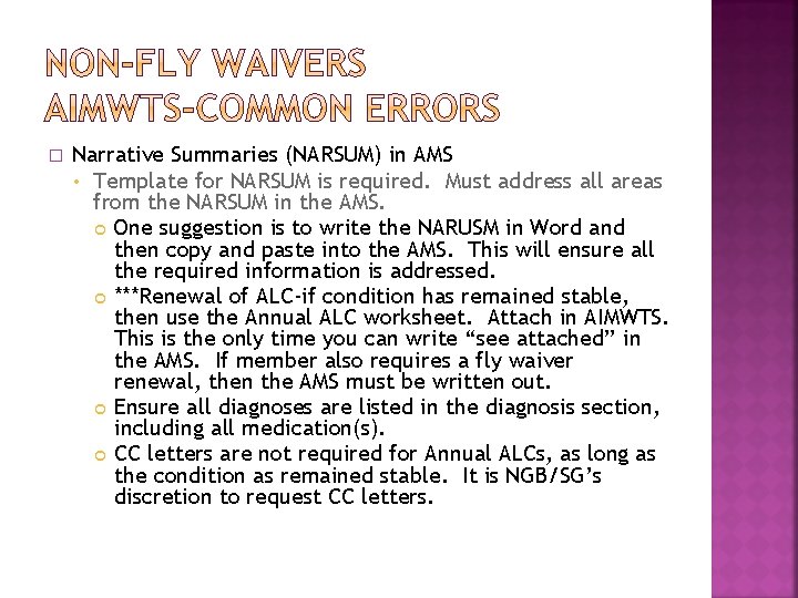 Col Robert Desko Not following guidelines in the