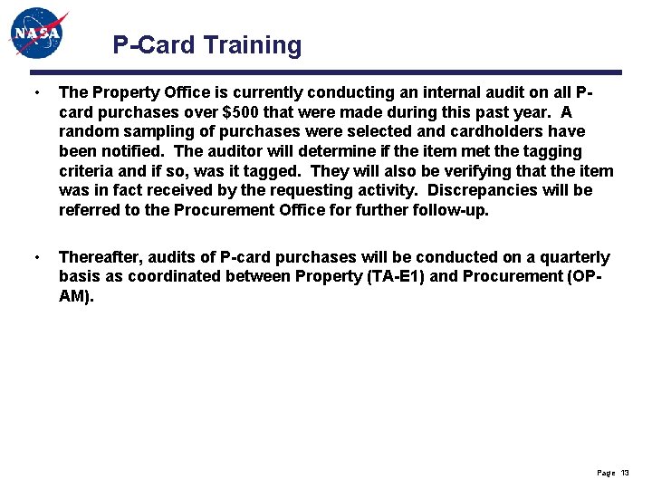 Mandatory Purchase Card PCard Training for Cardholders November