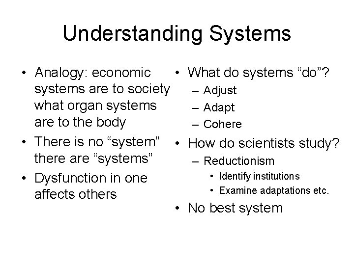 Introduction to Health Systems Lecture 1 Outline Basic