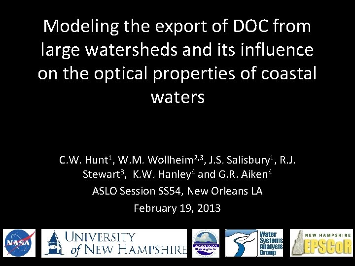 Modeling the export of DOC from large watersheds