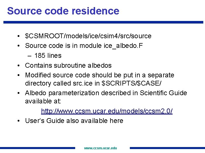 Changing the albedo in CSIM 4 Julie Schramm