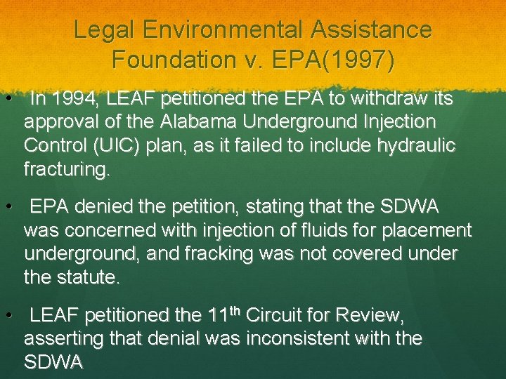 Its not my Fracking Problem Regulations Liability and