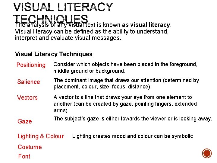 The analysis of any visual text is known