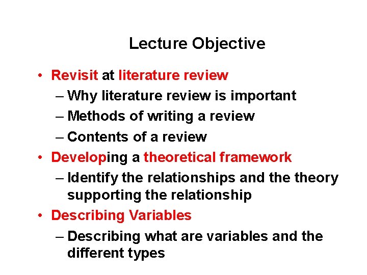 Research Methodology Lecture No 3 Recap lecture 2