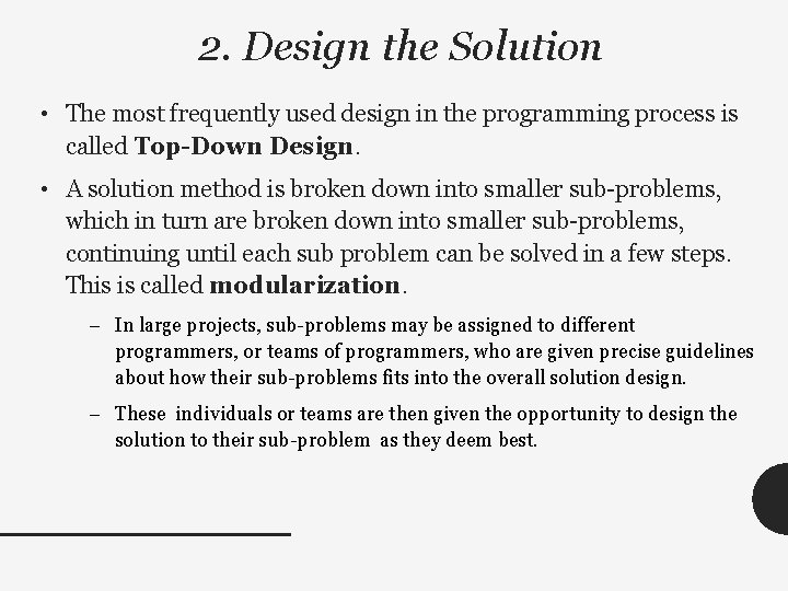 UNDERSTAND THE PROGRAMMING PROCESS Computer Programming I ...