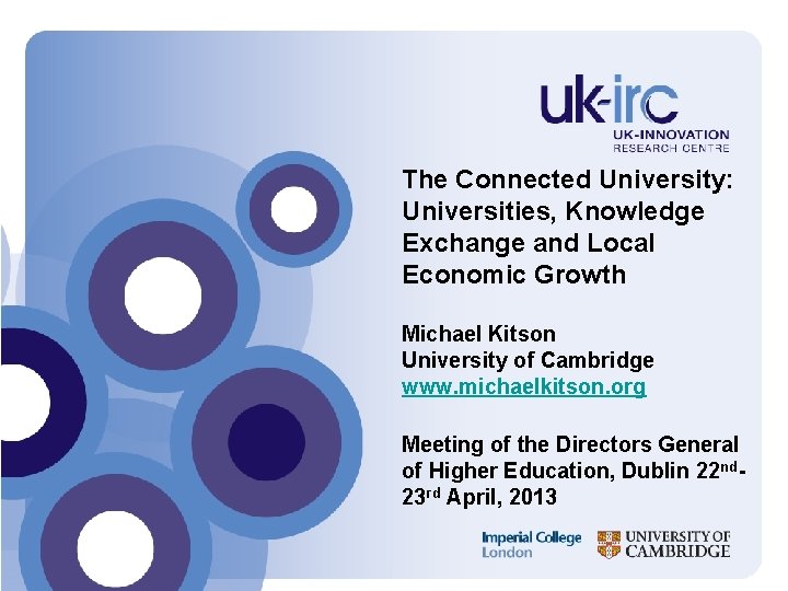 The Connected University Universities Knowledge Exchange and Local