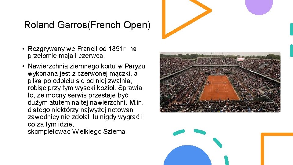 Tenis ziemny Trawa Wimbledon Mczka ceglana French Open