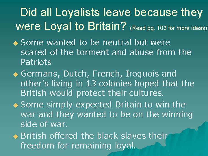 Chapter 6 The Loyalists Upper and Lower Canada