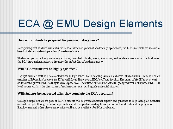ECA EMU Education for the 21 st Century