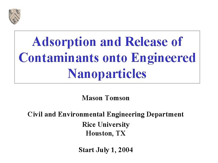 Adsorption and Release of Contaminants onto Engineered Nanoparticles