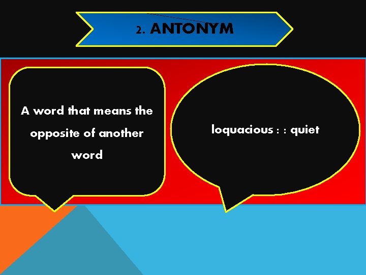 ANALOGY It shows a certain relationship between words