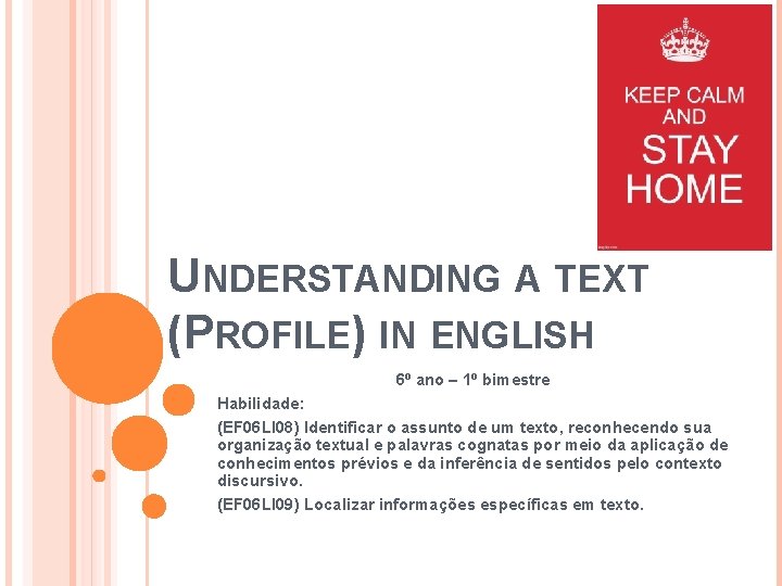 UNDERSTANDING A TEXT PROFILE IN ENGLISH 6 ano