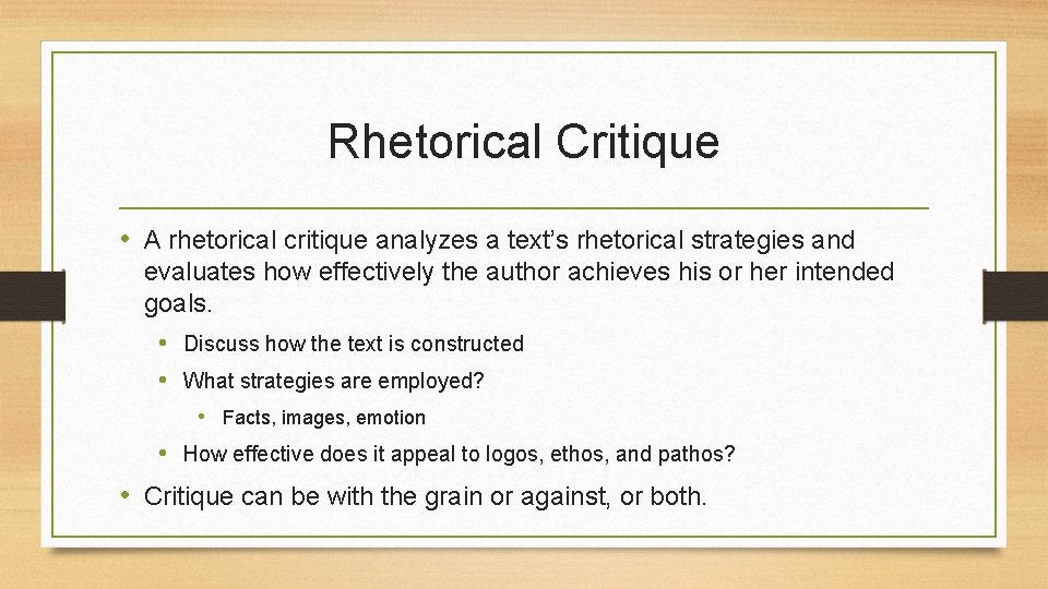 Characteristics of a Good Response Module One What