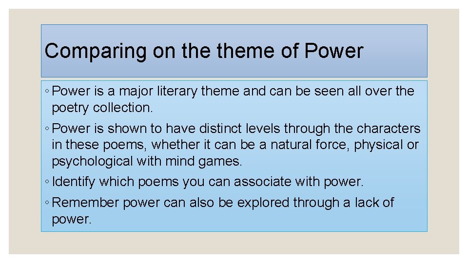 POETRY BY THEME Objectives To consolidate your understanding