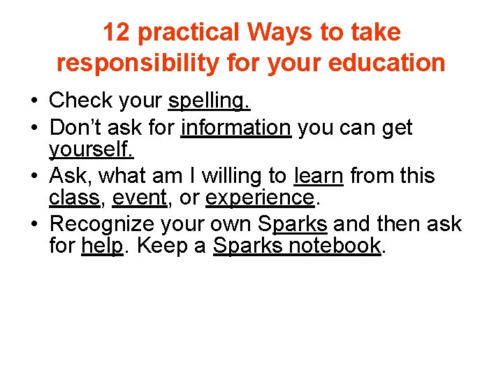 Welcome to Taking Responsibility for Your Education Children
