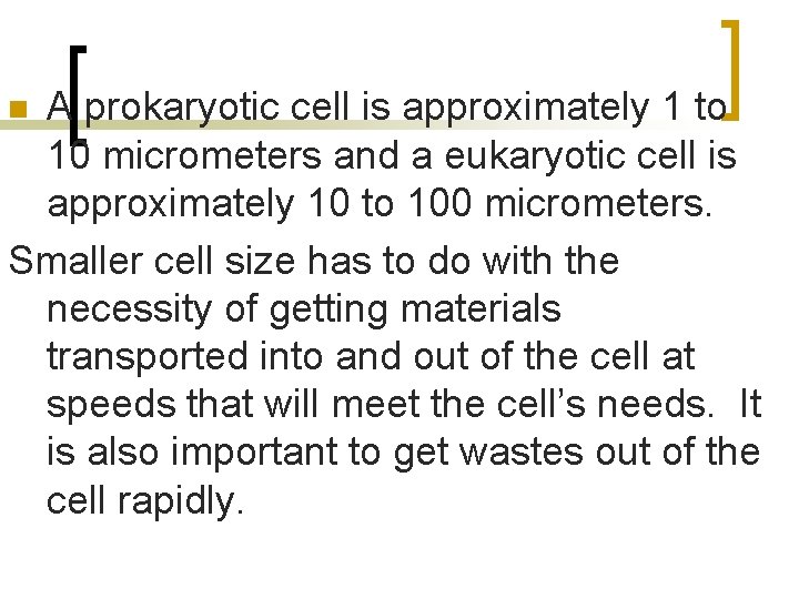 Chapter 7 THE CELL FYICell Facts n n