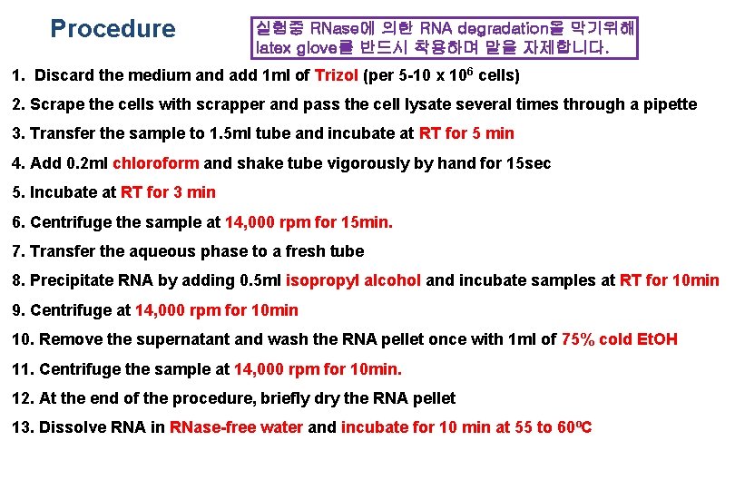 RNA isolation from monolayer cell using Trizol reagent