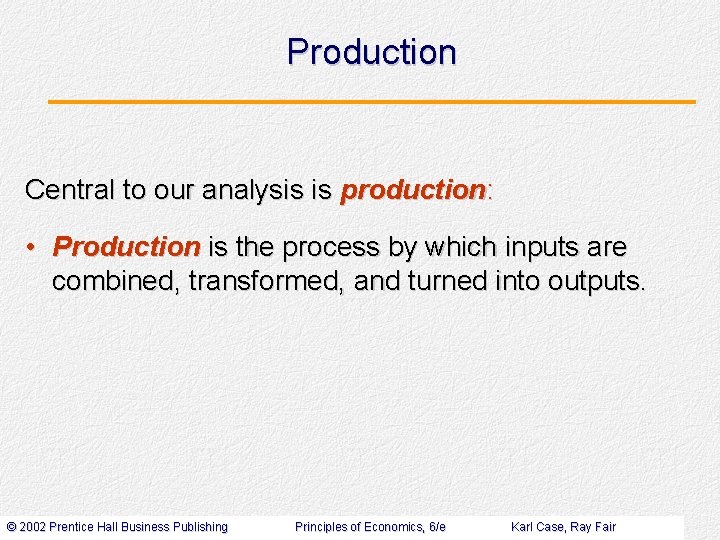 Chapter 7 The Production Process The Behavior of