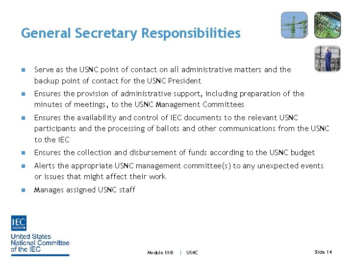 Module IIIB USNCIEC Personnel Roles and Responsibilities Module