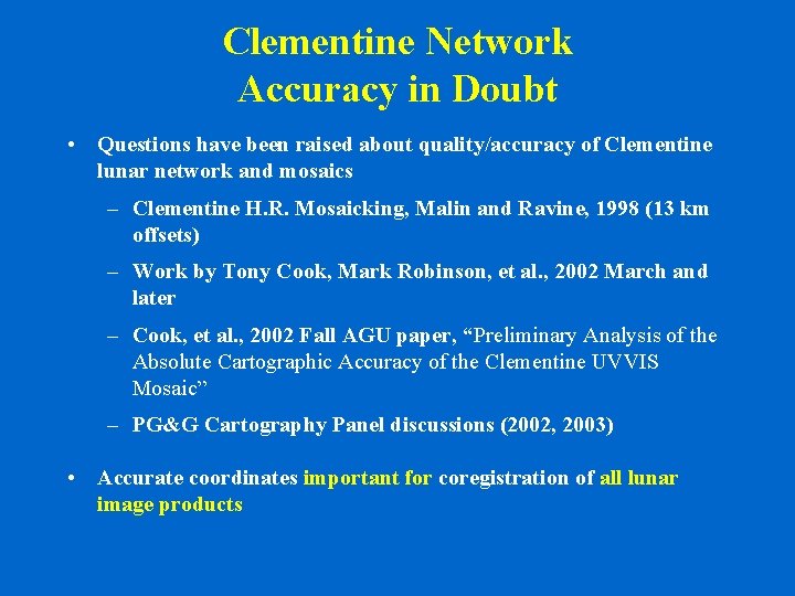 Task B5 Lunar Control Network Improvement USGS Astrogeology