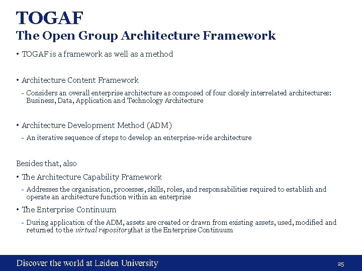ICT Architectures 5 Enterprise Architecture Bas Kruiswijk Leiden