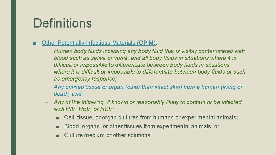 OSHA COMPLIANT BLOODBORNE PATHOGEN INFECTION CONTROL TRAINING Statement