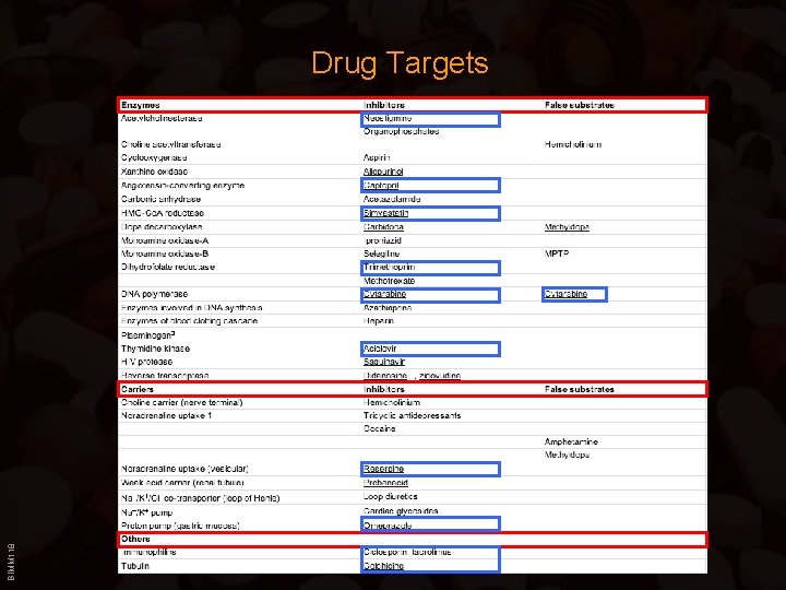 Drug Targets Four major drug targets BIMM 118