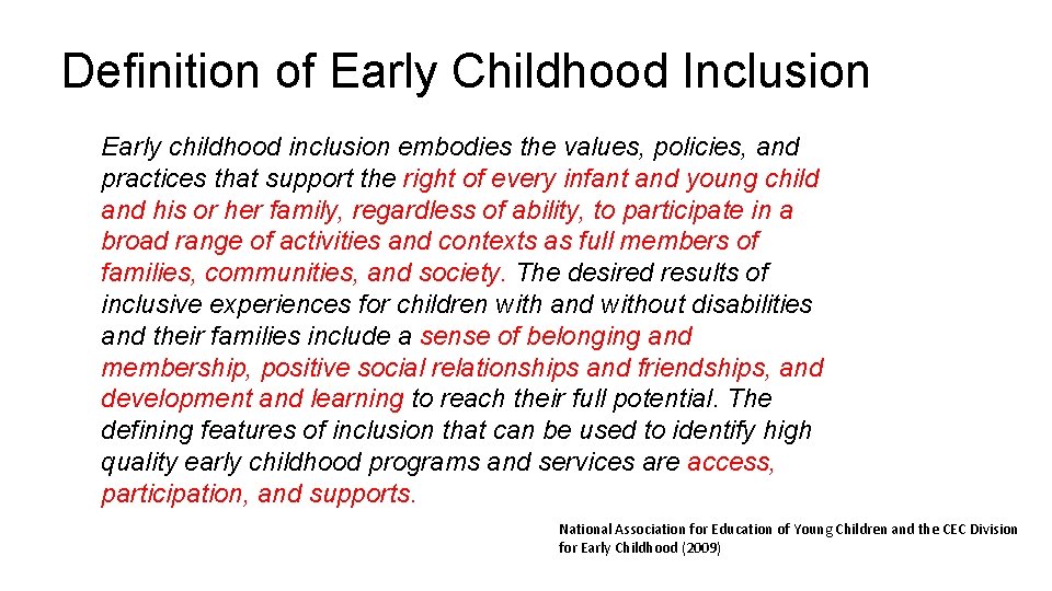 Inclusion of Children with Disabilities in Early Childhood