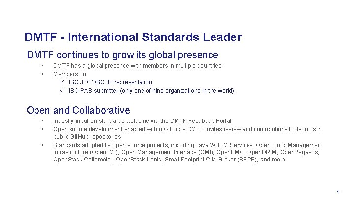 DMTF Overview Copyright 2020 DMTF DMTF An Industry