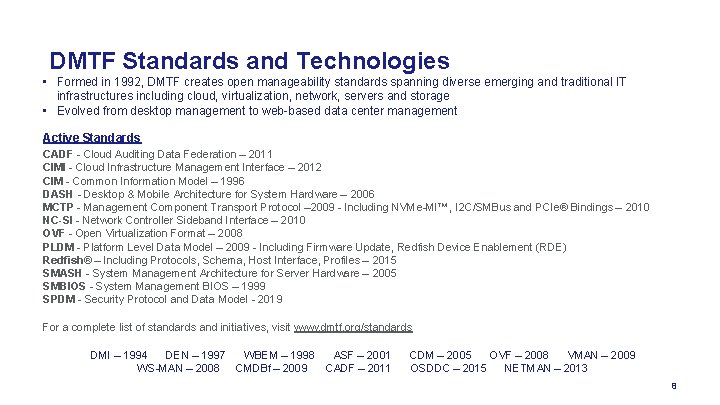 DMTF Overview Copyright 2020 DMTF DMTF An Industry