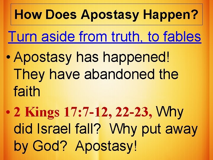Unity and Denominations 4 The Danger of Apostasy