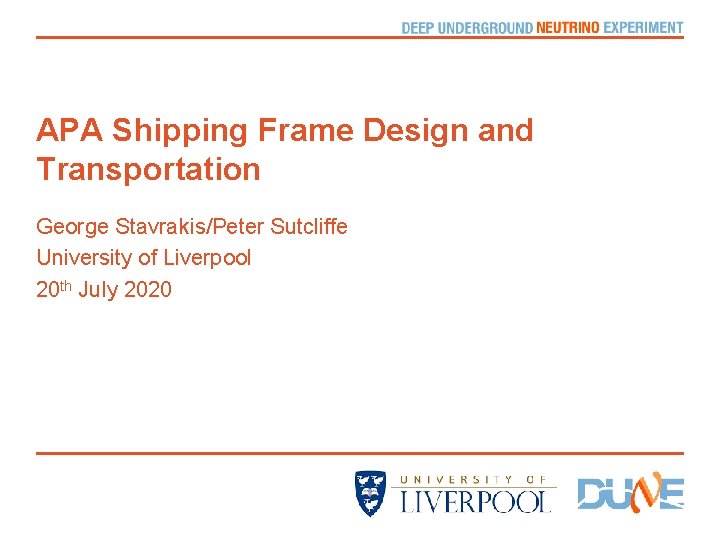 APA Shipping Frame Design and Transportation George StavrakisPeter