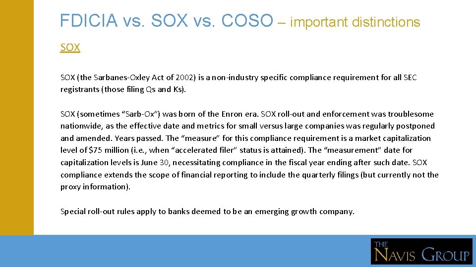 COSO FDICIA SOX 101 FOR BOARDS AUDIT COMMITTEES
